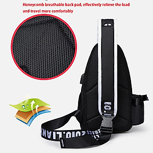 CUSALBOY Fashion One-Shoulder Backpack Youth Leisure Backpack With USB Port Earphone Hole, Cartoon Luminous Pattern Backpack (black 6)