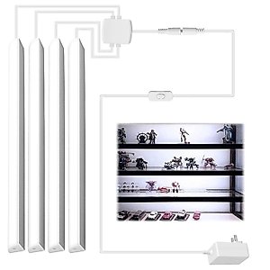 Cabinet Lighting, 4pcs 12" V-Shape Bright LED Light Bars for Under Cabinet, Gun Safe, Locker, Closet, Under Counter, Shelf, Showcase - 1200lm 12W - Pure White (6000K)