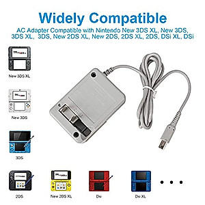 3DS Charger, DSi Charger, Power Supply Replacement for Nintendo 3DS, 3DS XL, 2DS, 2DS XL, DSi, DSi XL Charger AC Adapter(100-240 v) Home Travel Charger Wall Plug Power Adapter