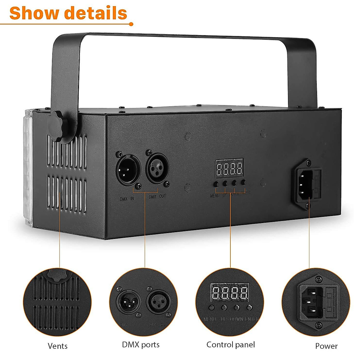 DJ Lights, BSYUN Professional RGBW LED 15 Modes DJ Lights for Parties, Sound Activated Modes DJ Disco Party Lights Compatible with DMX 512 & Remote for Indoor Parties