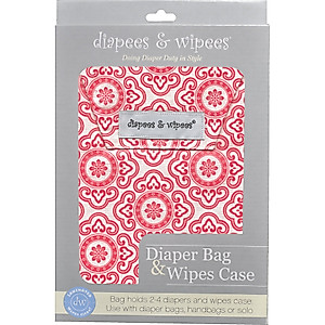 Diapees & Wipees Laminated Bag w/Wipes Case - Cherry Medallion