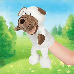 Easfan Puppy Hand Puppet Soft Animal Plush Toy with Movable Mouth Interactive Storytelling Cute Dog Toys Creativity and Imagination Christmas Birthday Gifts for Toddlers Kids,12.5''