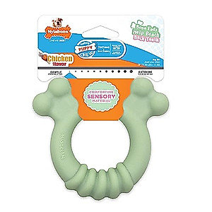 Nylabone Sensory Material Puppy Chew Toy Ring, Toys for Teething Puppies, Chicken Flavor, Small - Up to 25 lbs, 1 Count