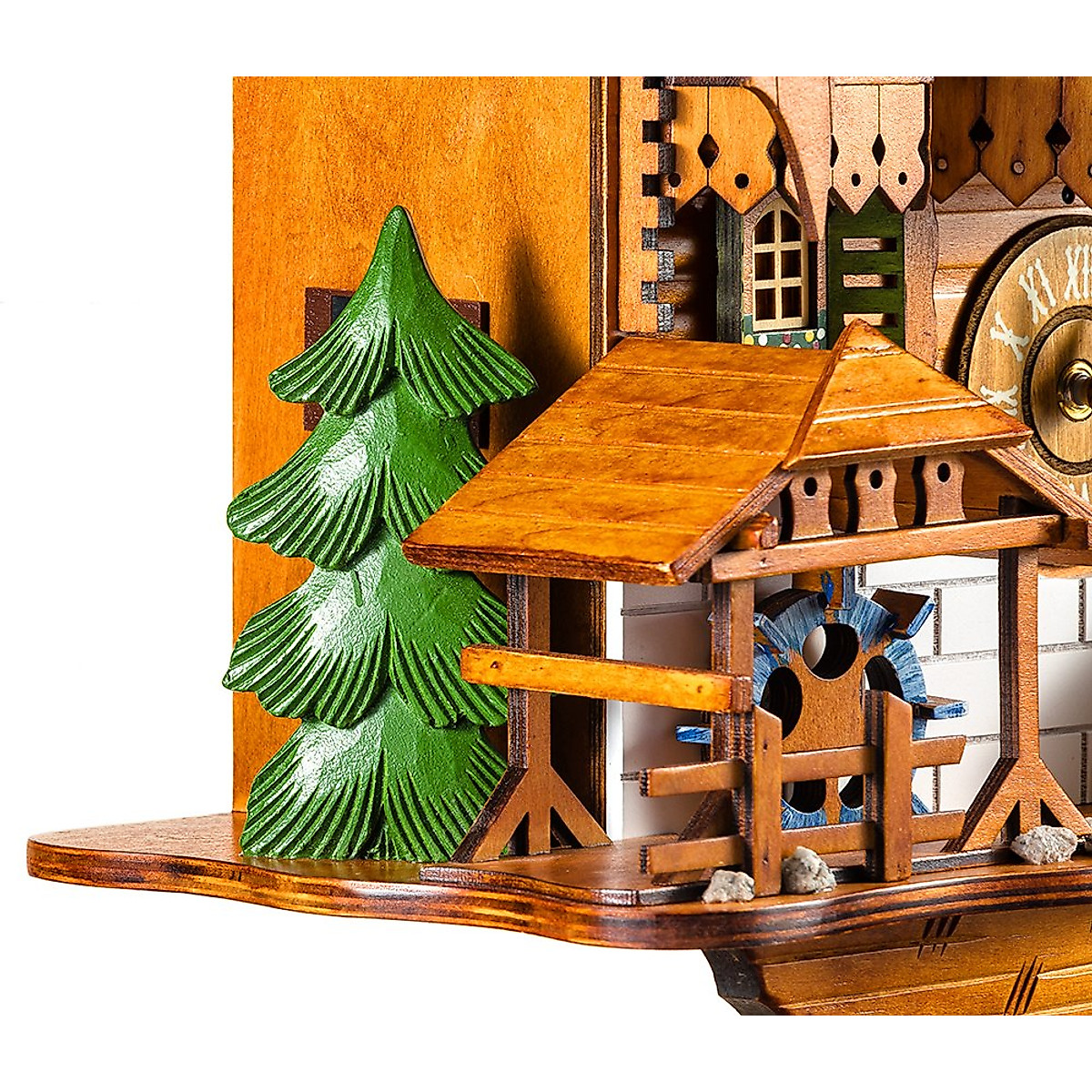 Kintrot Cuckoo Clock Black Forest Quartz Wall Clock Pendulum Movable Bird, Dancers, Watermill, Wood Chopper