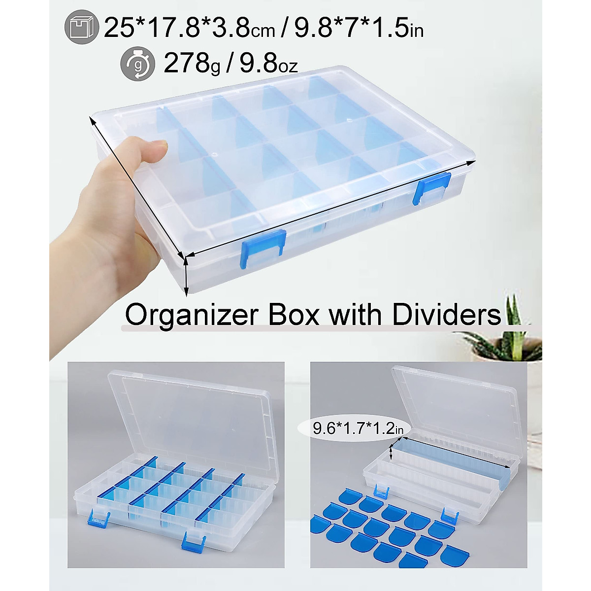 Uxwuy Snackle Box Charcuterie Container Tackle Box Organizer Plastic Clear Tackle Box for Snacks Beads Organizer Art Craft Storage Compartment Box