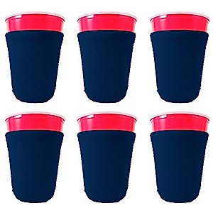 Blank Neoprene Party Cup Coolie (6 Pack, Navy Blue)