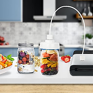 Mason jar vacuum sealer kit for Wide Mouth&Regular Mason jars,With 【Hand Vacuum Pump】&【Suction Hose Connecter for foodsaver】,Suitable for Home Kitchen and Outdoor Camping etc.