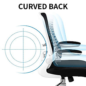 UNICOO - Mid Back Mesh Computer Chair, Office Task Desk Chair, Swivel Home Comfort Chairs with Padded Flip-up Armrests and Adjustable Lumbar Support (RY-N-01-White)