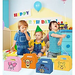 QWAERPLPN 16Pcs Cute Bear Party Gift Boxes,Cute Bear Birthday Party Favors,Goodies Boxes,Candy Gift Bag for Anime Themed Party