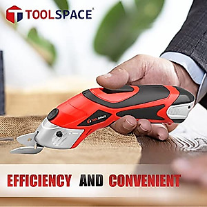 Cordless Electric Scissors with Two Blades, TOOLSPACE Electric Cardboard Cutter Electric Fabric Scissors for Cutting Fabric, 4V Lithium-Ion Rechargeable Battery, Easy Carry and Fast Charging