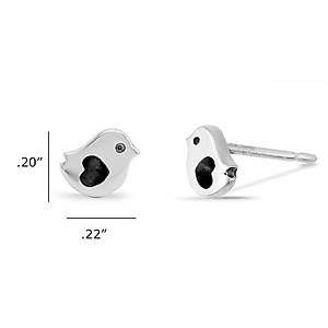 Boma Jewelry Sterling Silver Little Bird Stud Earrings (Synthetic Onyx)