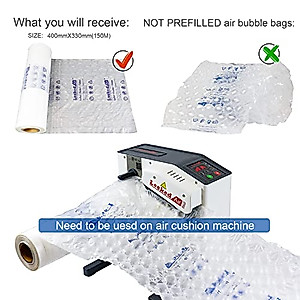 Air Cushion Film, Inflatable Air Bubble Bags Roll 15.8 inchX490feet Small Air Bubbles for Packaging Used with Air Cushion Machine, Shipping Supplies Packaging Materials for Packing Fragile Items
