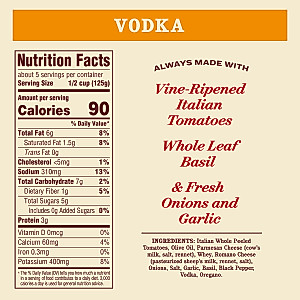 Rao's Homemade Vodka Sauce | 24 oz | Creamy Tomato Sauce | Pasta Sauce | Carb Conscious, Keto Friendly | All Natural, Premium Quality | With Parmigiano Reggiano and Pecorino Romano Cheeses & Vodka