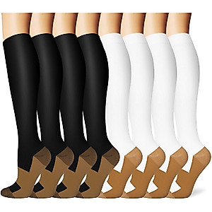 Iseasoo Copper Compression Socks For Men & Women Circulation-Best For Running Hiking Cycling 15-20 mmHg(L/XL)