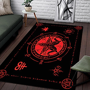 Satanic Pentagram Demon Baphomet Goat Head Gothic Occult Skull Symbol Area Rug 3x5 4x6 5x7ft Living Room Carpet Floor Decor Home Decor H2