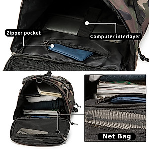 FUNYAGO Outdoor Waterproof Backpack Hiking, Fishing, Camping Large Capacity Multifunctional Backpack, Suitable for Both Men and Women (Camouflage)…