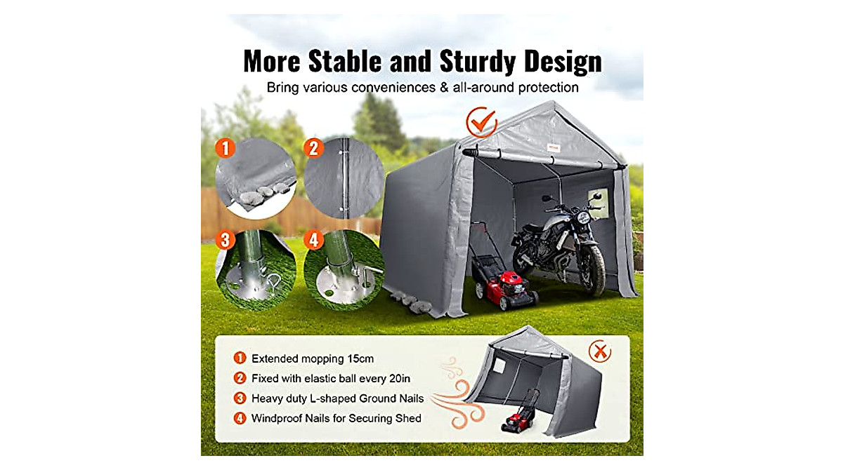 VEVOR Portable Outdoor Storage Shed 7x12 ft | Heavy Duty Tent