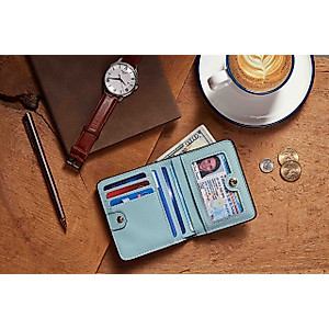 Gostwo Womens Rfid Blocking Small Compact Bifold Luxury Genuine Leather Pocket Wallet Ladies Mini Purse with ID Window