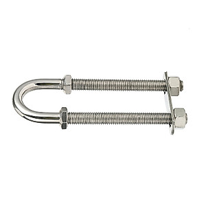 Amarine-made Stainless Steel Marine Boat Stern Bow Eye Tie Down U Bolt (1/2-Inch and 3/8-Inch Optional) (Silver, 3/8" Dia - 2-1/2" Thread Lenght)