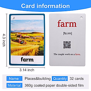 30PCS/Set Places&Building Kids Gifts English Flash Cards Pocket Card Educational Learning Baby Toys for Children Pre-Kindergarten