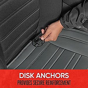 Motor Trend Seat Covers for Cars Trucks SUV, Faux Leather 2-Pack Gray Padded Car Seat Covers with Storage Pockets, Premium Interior Seat Cover