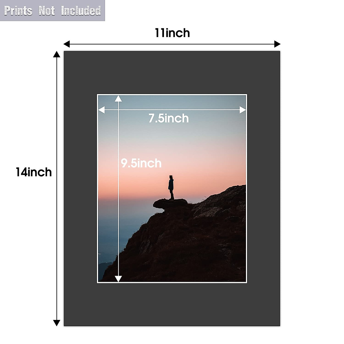 Golden State Art, Pack of 20 11x14 BLACK Picture Mats with White Core Bevel Cut for 8x10 Pictures