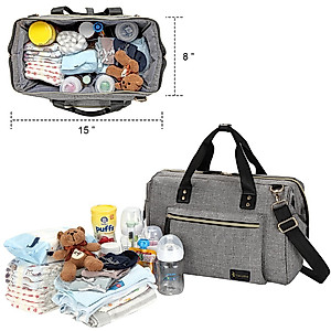 RUVALINO Universal Stroller Organizer with Cup Holders, Stroller Caddy with Detachable Bag, Tissue Pocket, Non-Slip Strap Accessories for Uppababy, Umbrella, Wagon, Baby Jogger, Bob(190)