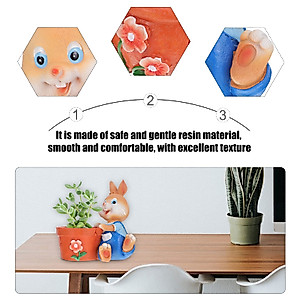 Homoyoyo 1pc Rabbit- Shaped Decoration Pots, Cartoon Table Holes A Window Garden with Air Drainage Animal- Shaped Pot, Pot Bonsai Easter Resin Art Animal for Container Cactus Blue