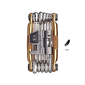 Crankbrothers Multi Tool M 17 Bike Tool - MTB Multi-Tool Gold - 17 bicycle tools (17 in 1 tool), ergonomic and lightweight