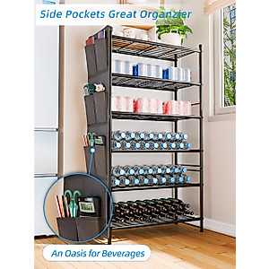 MWQ 6 Tier Shoe Rack Metal with Side Pocket, Sturdy Tall Shoe Organizer Storage Shelf for Closet, Black