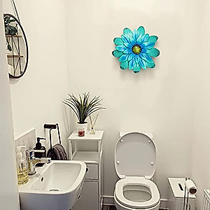 EASICUTI Blue Metal Flowers Wall Decor Metal Wall Art Decorations Hanging For Indoor Outdoor Home Bathroom Kitchen Room Bedroom Living Room Garden Patio Porch 12 Inch