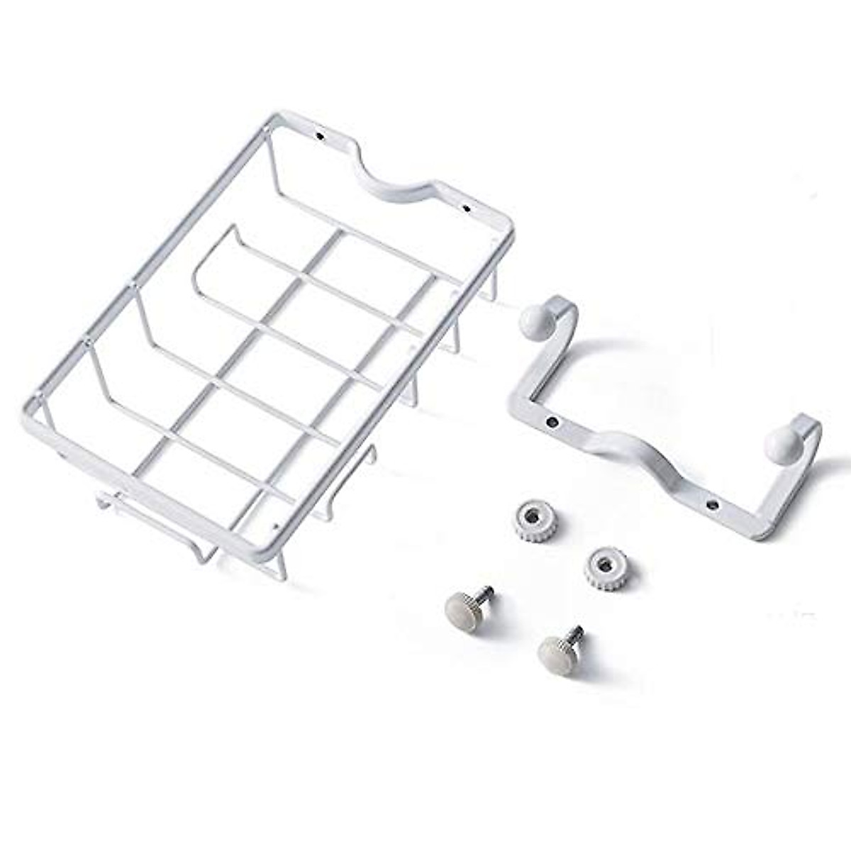 Bathroom Organizer Shelves Double Hook Faucet Rack Kitchen Sink Sponge Rag Storage Rack Bathroom Wrought Iron Drain Shelf (Color : Black)