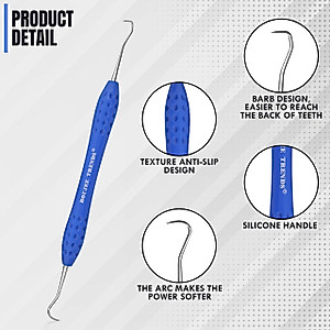 Professional Dental Tools Tartar Scraper For Dentist, Personal and Pets Use Plaque Remover With Comfortable Grip, Double ended Silicon Grip Scaler