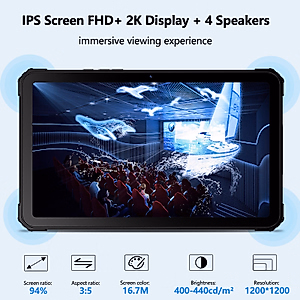 FOSSIBOT 2023 Latest Android 13 Tablet, 10.4Inch Octa-Core Rugged Tablets 16+256GB/1TB 11000mAh Battery, 1200x2000 IPS FHD+ Display+48MP Camera, Fast Charging/WiFi/Dual SIM/Bluetooth/GPS/OTG