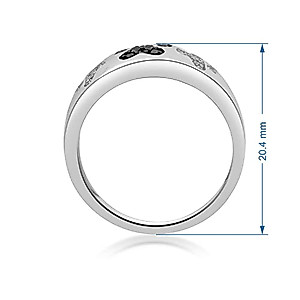 Jewelili Sterling Silver Treated Black and Natural White Round Diamonds Paw Ring, Size 7