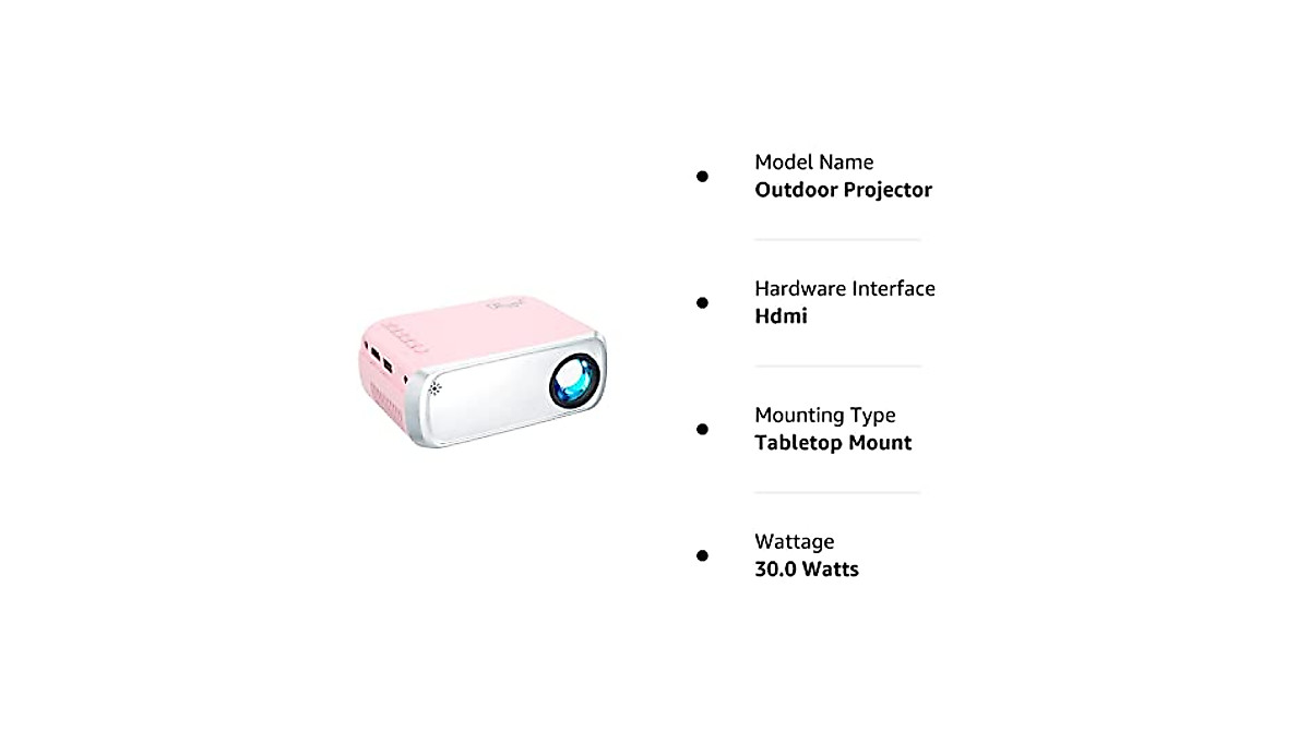 Portable Mini Projector for Outdoor & Indoor Use - Pink LED Video Projector