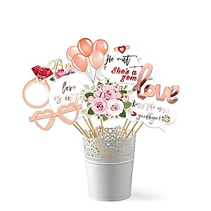 Wedding Photo Booth Props, 23 Pieces Bridal Shower Photo Booth Prop Wedding Photo Props for Bachelorette Props Wedding Shower Party Supplies