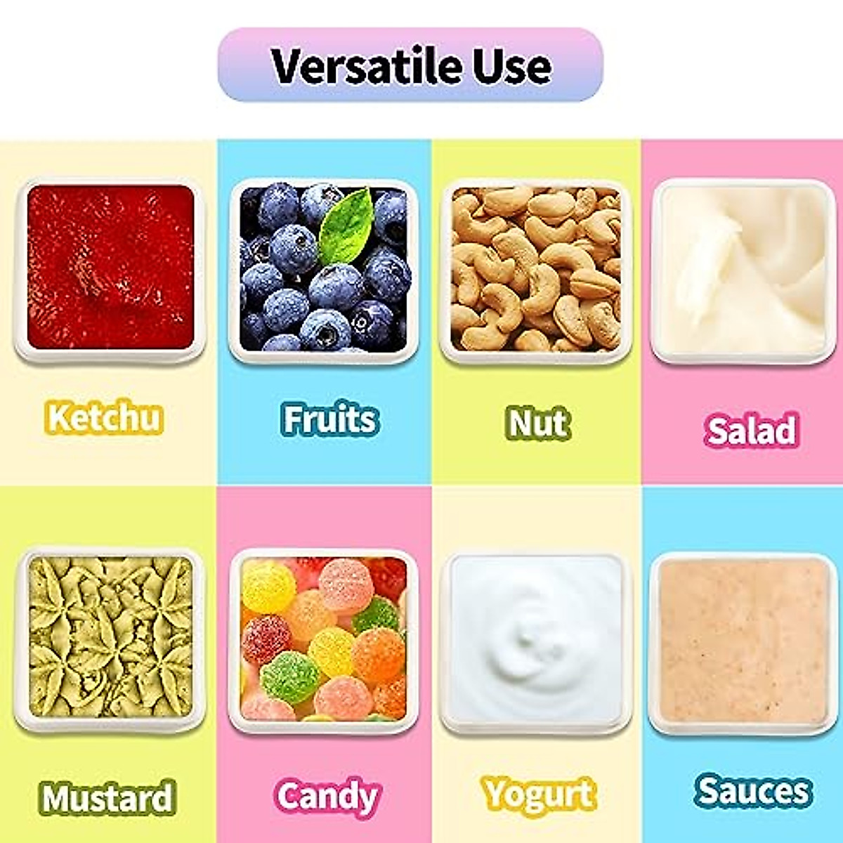 Elykorrne 8 Pack Salad Dressing Container To Go, Small Condiment Containers with Lids, Reusable Sauce Containers, Plastic Condiment Cup, Leak-proof for Lunch Bento Box Kids