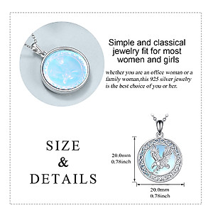 LUHE Moonstone Necklace Gifts Sterling Silver Irish Celtic Knot Pendant Necklace Jewelry Month Guardian Animal Necklace for Women Teen Girls Mother Daughter, Sterling Silver, Moonstone