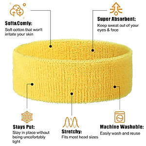 42 Pieces Sweatbands Set Including 14 Pieces Sports Headbands and 28 Pieces Wristbands Cotton Sweat Band for Tennis Basketball Outdoor Athletic Men Women (Multi Colors)