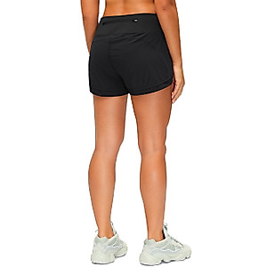 Women's Running Shorts High Waisted Quick-Dry 3 Inch Gym Workout Athletic Shorts for Women with Zipper Pocket(Black, M)