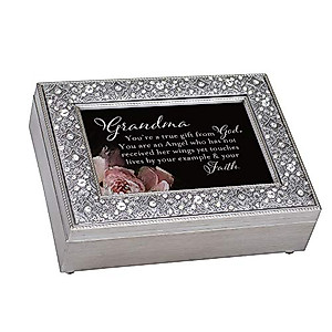 Cottage Garden Grandma You are a Gift from God Inspirational Filigree Jeweled Music Box Plays On Eagle's Wings