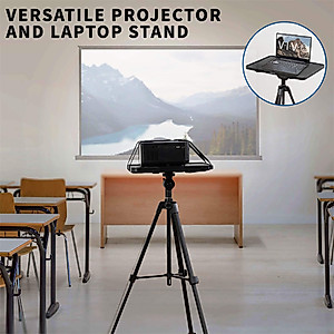 VIVO Universal Aluminum Tripod Folding Projector Stand, Height Adjustable Tilting Laptop Stand with Tray, Nylon Bag Included, for Home and Office, Black, STAND-VP01T