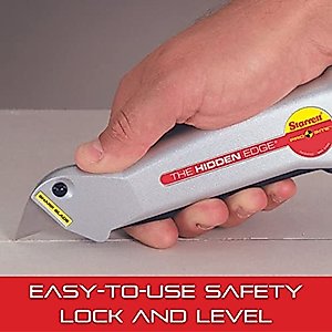 Starrett Hidden Edge Utility Knife with Easy to Use Safety Lock and Level for Fast, Tool-Free Blade Changes - Retractable Lever Action, Aluminum Case Material - S011