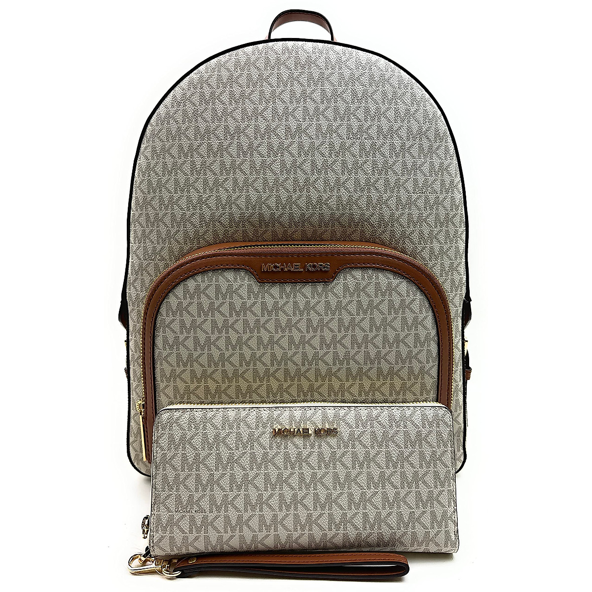 Michael Kors Jaycee Large Backpack School Bag Bundled JST Continental Wristlet Wallet