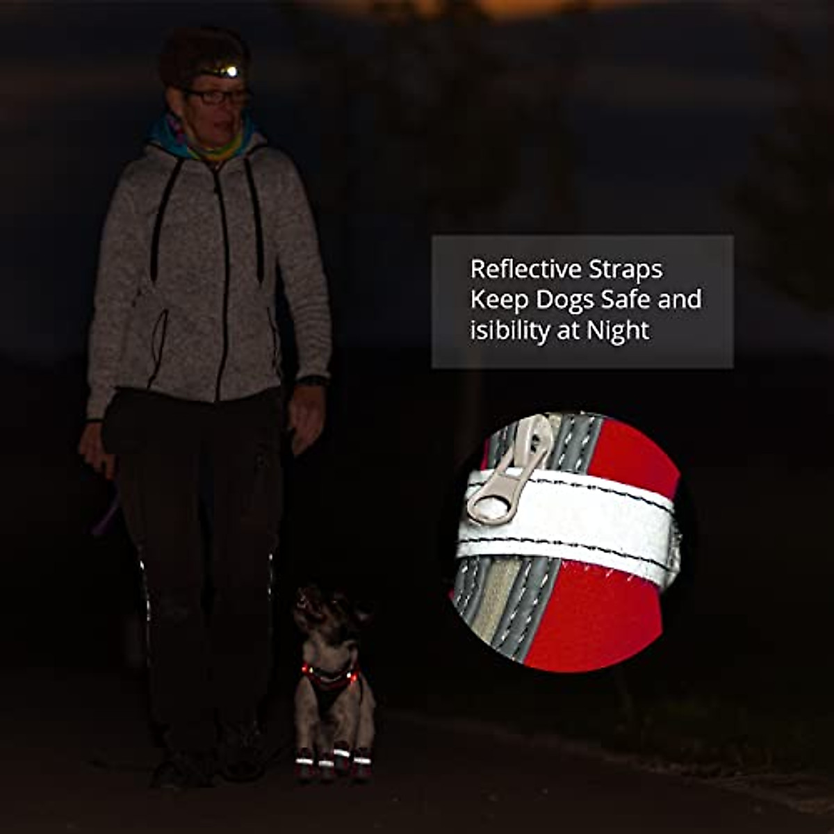 MUSIMC Dog Shoes for Small Medium Dogs Waterproof Puppy Dog Boots with Safety Reflective Dog Paw Protectors for Winter Hot Pavement Rainy Day with Anti Slip Rubber Sole (Red, Size 2)