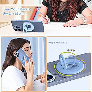 LOVE 3000 Magnetic Phone Ring Holder Stand for Magsafe 360° Rotation Phone Grip Cell Phone Ring Holder Finger Compatible with iPhone 14/13/12 All Smartphone Accessories with Metal Ring - Light Blue