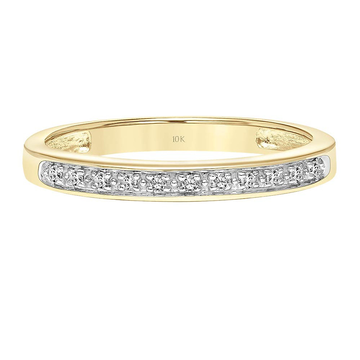 Brilliant Expressions 10K Yellow Gold 0.06 Cttw Conflict Free Diamond Shared Prong Wedding or Anniversary Band (I-J Color, I2-I3 Clarity), Size 8