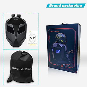 Crelander Helmet Backpack,Programmable Motorcycle Backpack with LED Display, Expandable Helmet Shoulder Bag for Hiking Travel Riding Daypack
