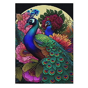Solitar 5D Custom Diamond Painting, DIY Personalized Diamond Art Photo Rich and Noble Peacock 1, Diamond Painting Pictures Kits, Paint by Numbers for Adults(12x16inch)